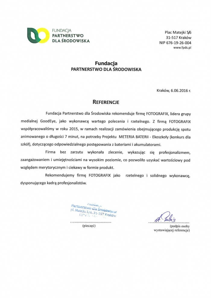 Referencje - Producent filmów i animacji - Grupa GoodEye